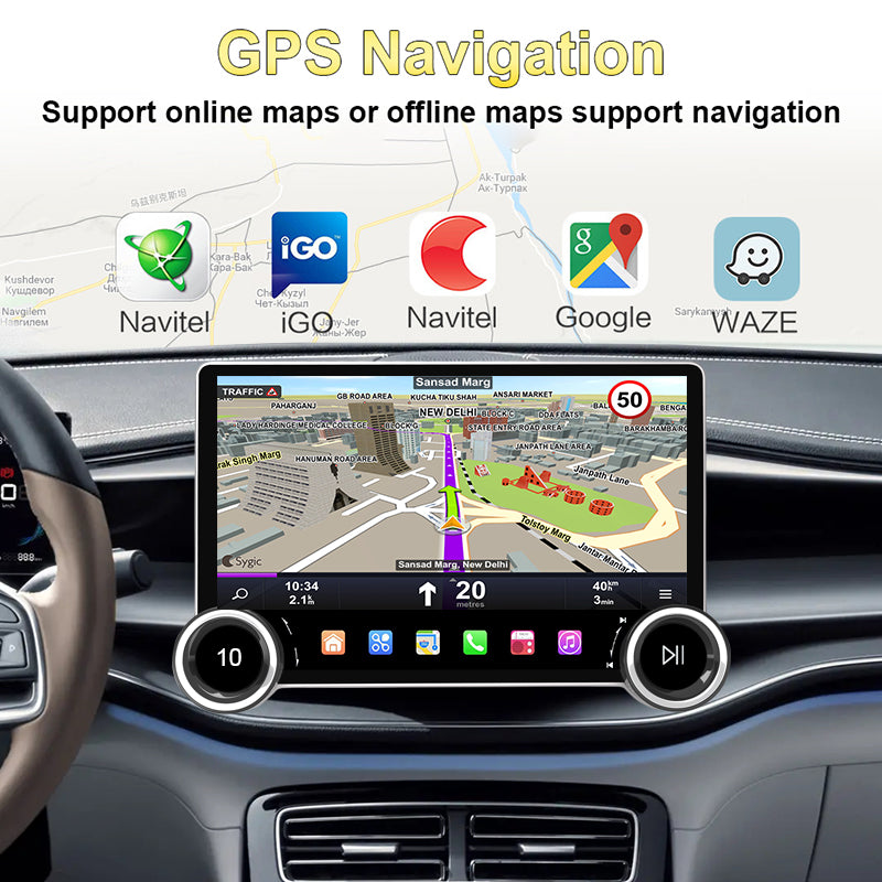 KSPIV 2 Din Universal Double Knob Car Radio GPS Navigation Carplay DSP ...
