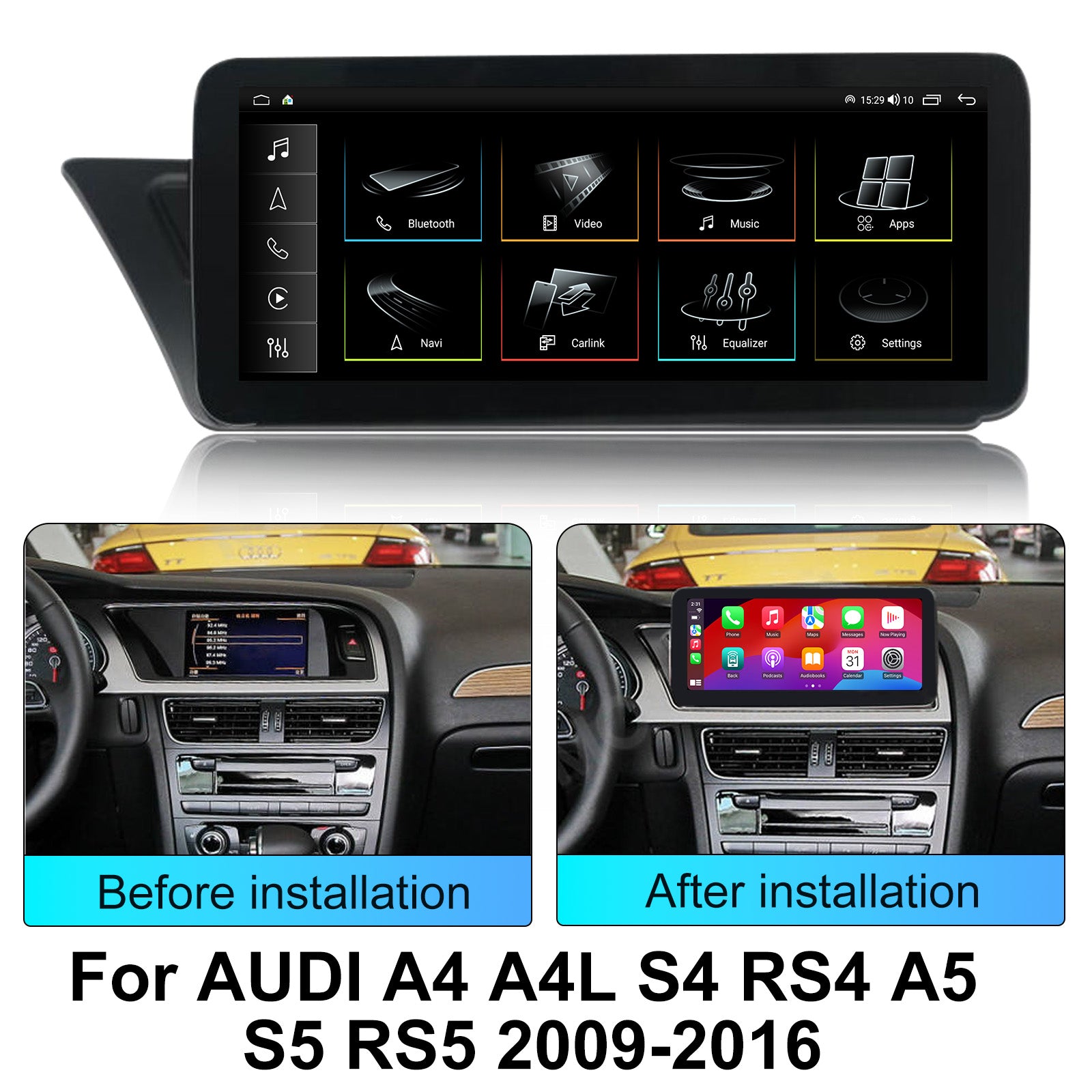 Android 10.25 Inch Car Stereo For AUDI A4 A4L S4 RS4 A5 S5 RS5 2009-20 – KSPIVauto